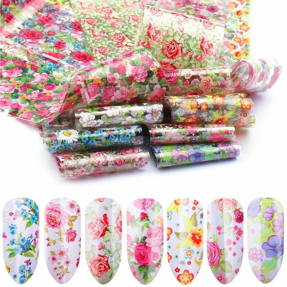 16 шт, набор голографической фольги для ногтей, звездная переводная наклейка 20*4 см, лазерные цветы, леопард, смешанный дизайн, наклейка, сделай сам, украшение для дизайна ногтей