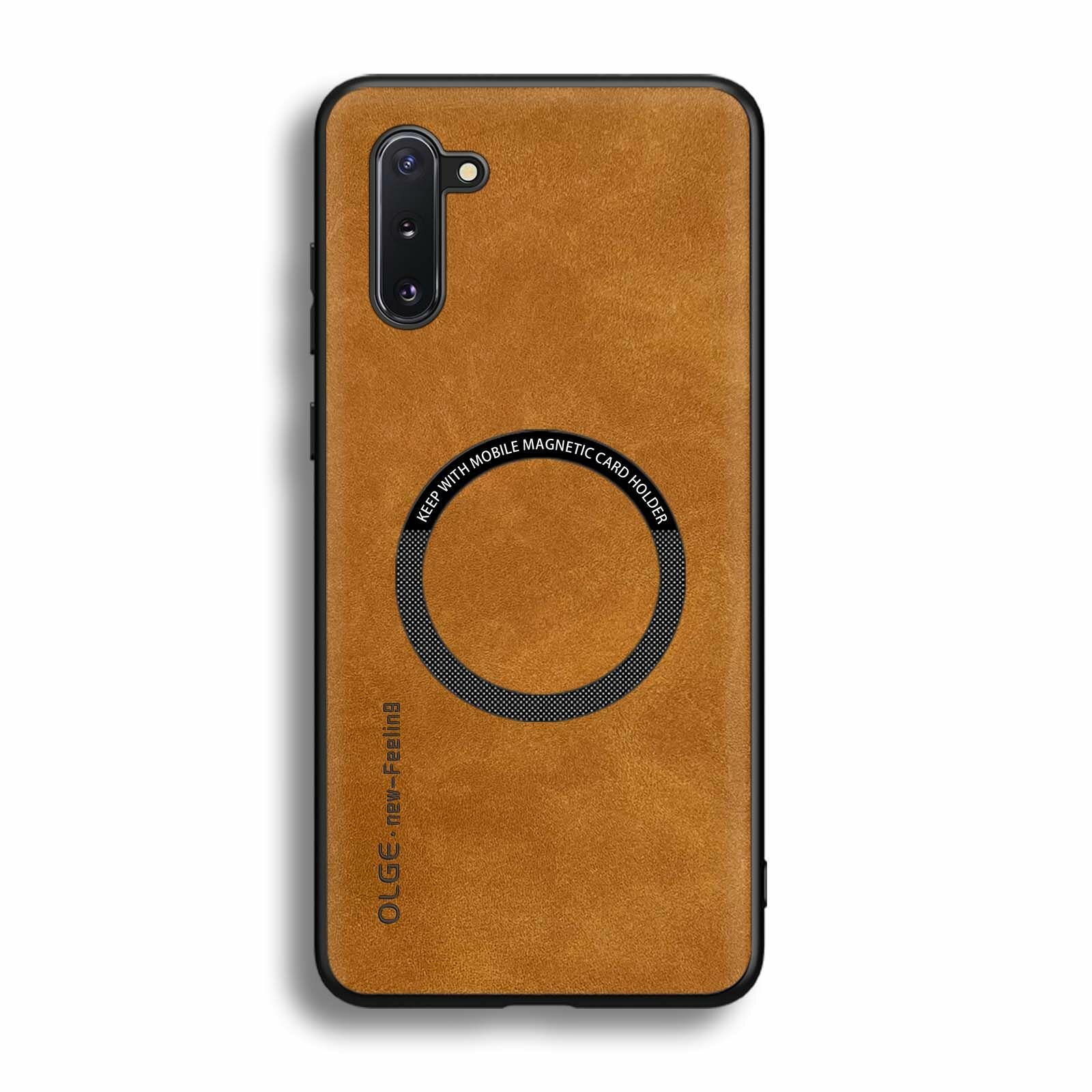 OLGE Для Samsung Galaxy Note 10 (Самсунг Галакси Нот 10) кожаный чехол для телефона из овечьей кожи с магнитной крышкой Magsafe