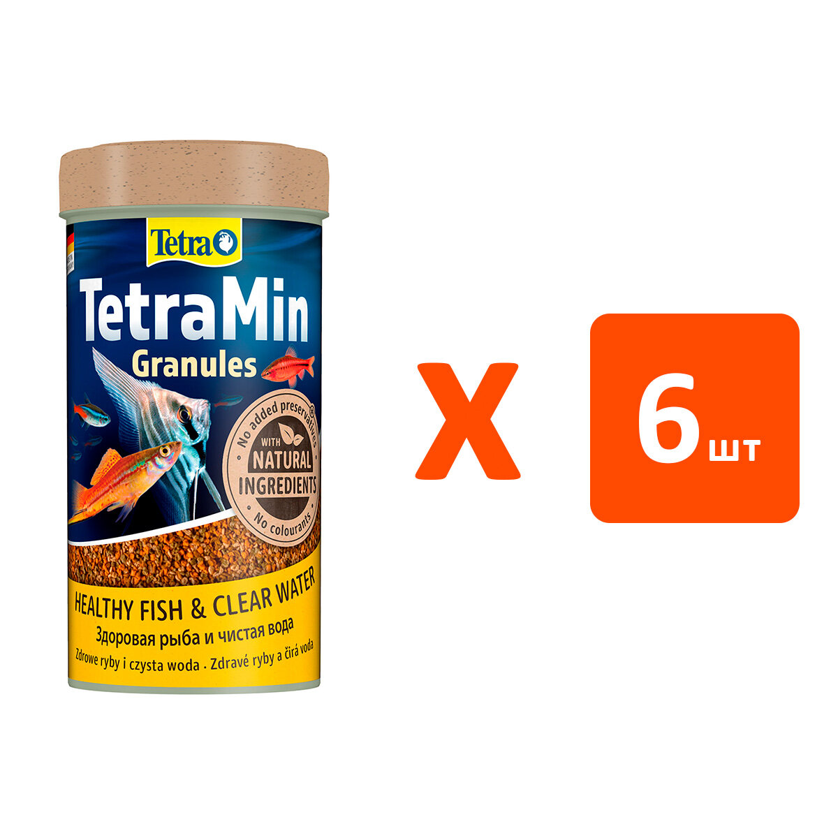 TETRAMIN GRANULES корм гранулы для всех видов рыб (250 мл х 6 шт)