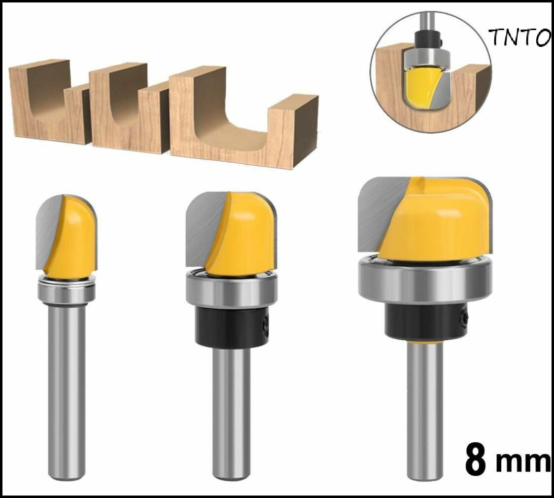Фреза круглая, фреза по дереву для изготовления чаш, менажниц, хвостовик 8 мм, 3 шт