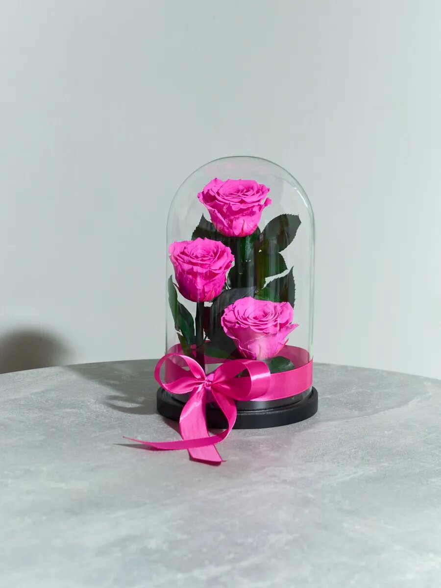 Композиция живая роза в стеклянной колбе