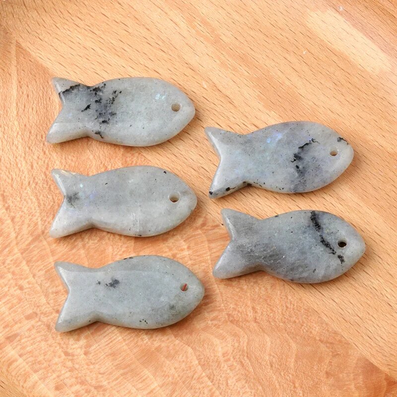 Фигурка рыбки из кристалла Серый, 1pc, Labradorite