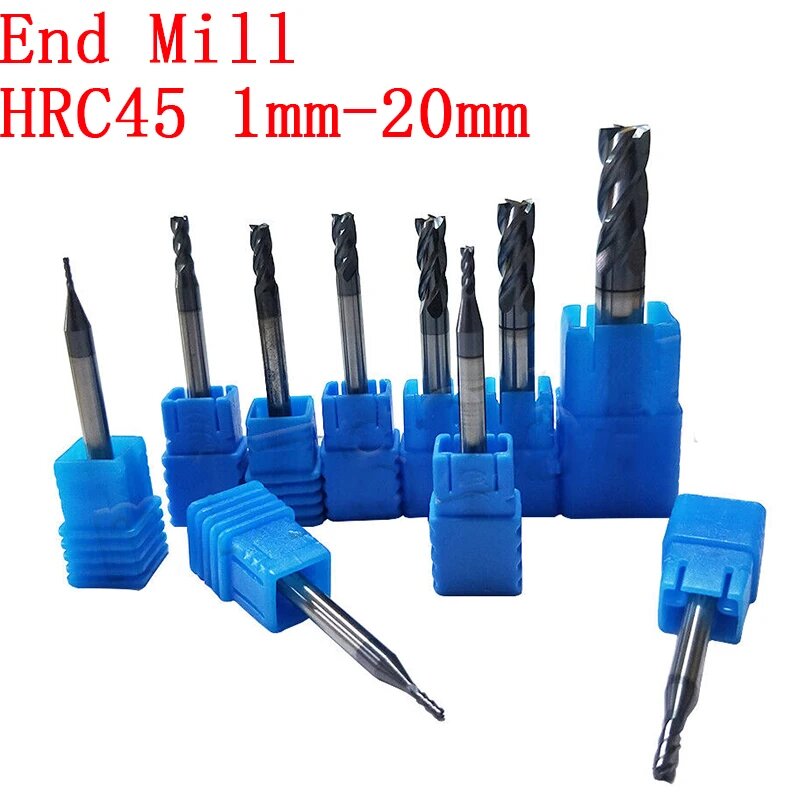 Фрезы Endmills, фрезы из сплава, концевые фрезы HRC45 с 4 канавками, 1 мм-20 мм, инструменты для резки металла HRC45D5x75-4F