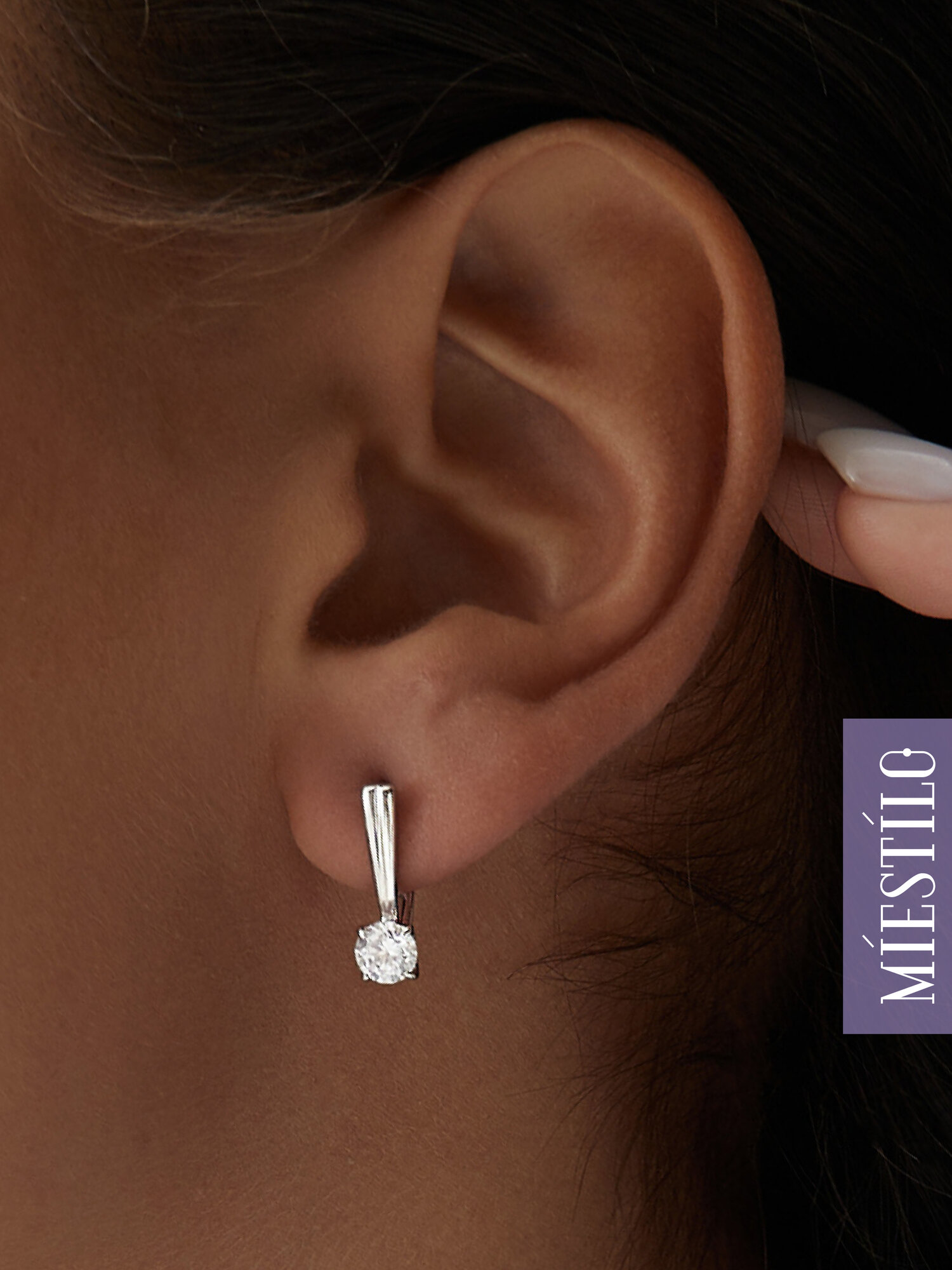 Серьги с подвесками, серебро, 925 проба, родирование, фианит