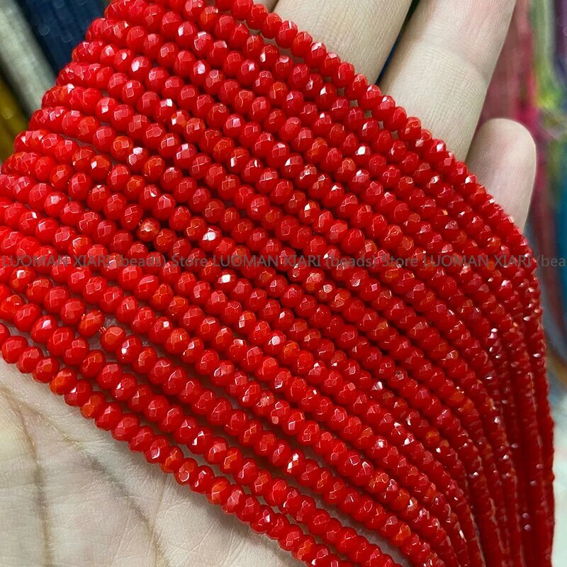 Бусины LUOMAN XIARI Красный коралл, халцедон 5x8 мм
