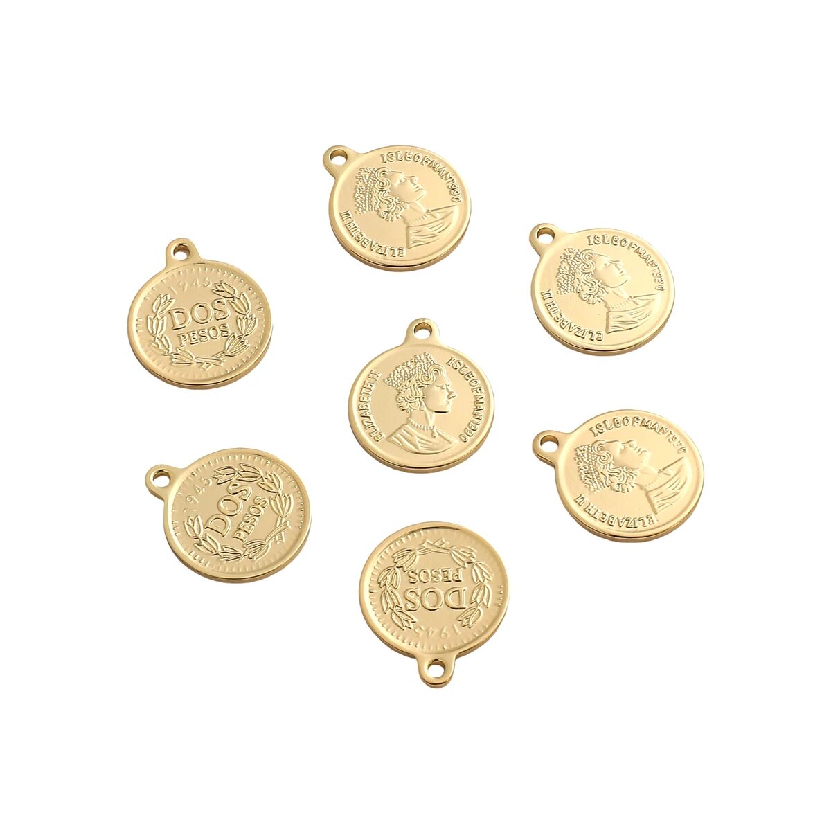 Золотой кулон с головой королевы из латуни 06