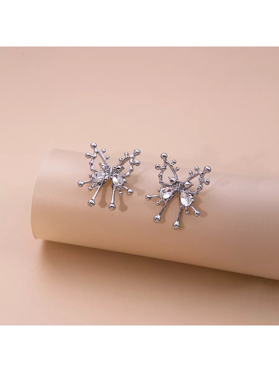 Серьги пусеты, фианит