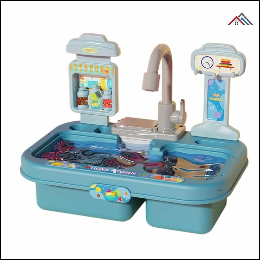 Игровой набор для кухонной раковины с проточной водой, играющий роль игрушки посудомоечной машины