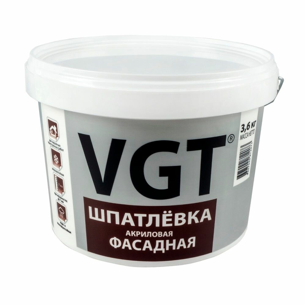 Шпатлевка акриловая фасадная VGT (3,6кг)