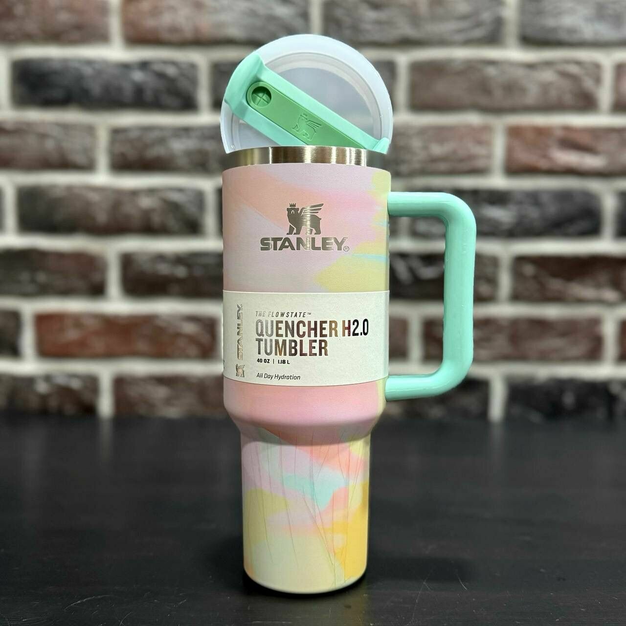 Термокружка из нержавеющей стали для холодных и горячих напитков, 1.18л, Морское мороженое + колпачок для трубочки в подарок