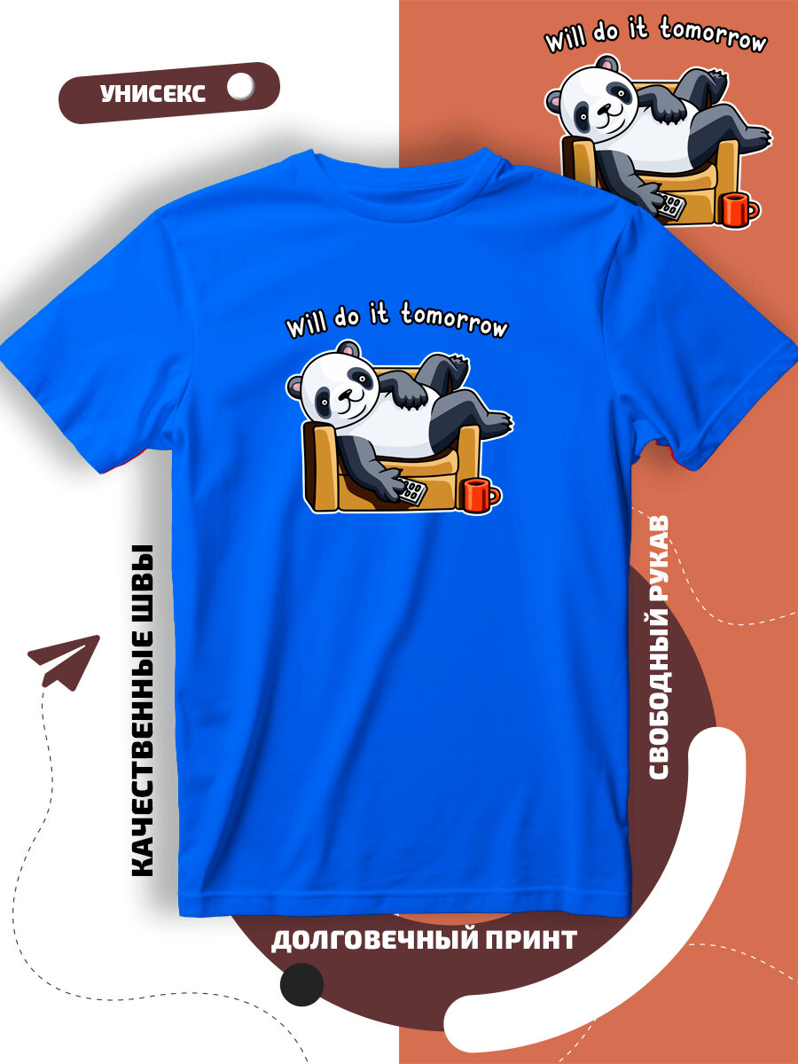 Футболка с принтом пандой надпись will do it tomorrow