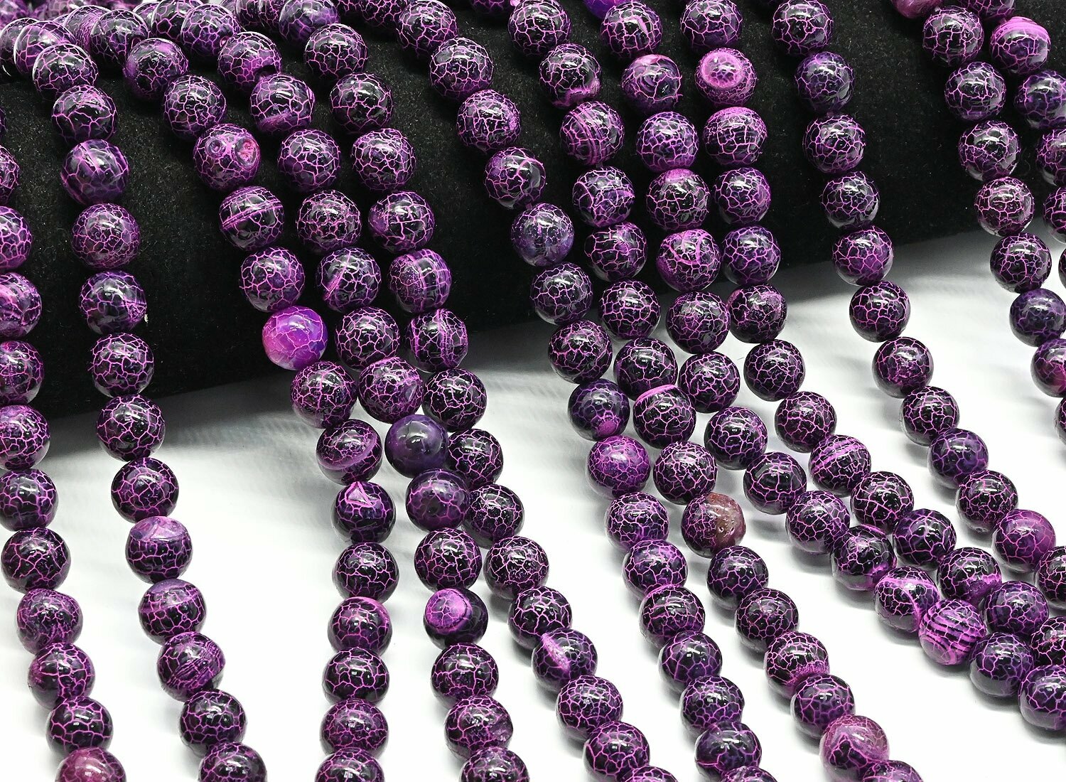 Бусины из агата "Вены Дракона" шарик 10мм цв. фиолетовый, 35см, 38 бусин .