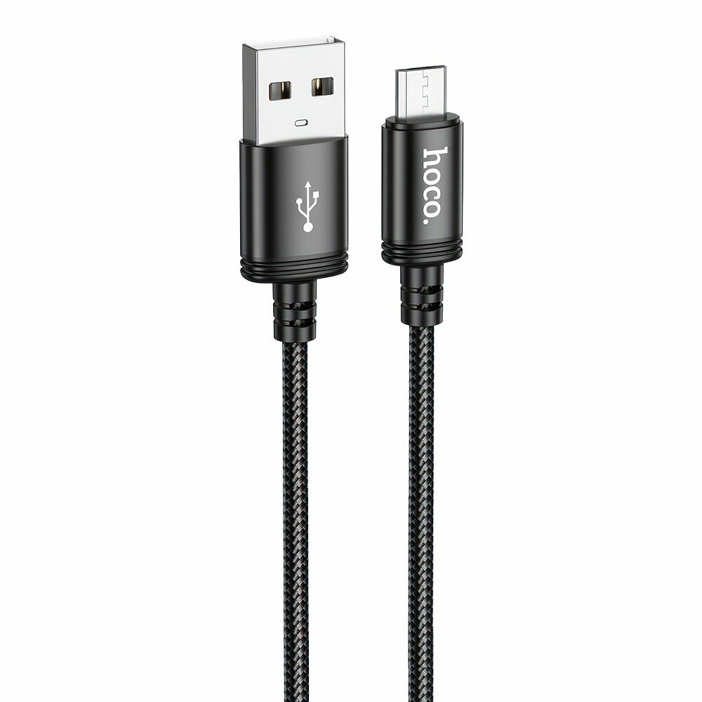 USB кабель Hoco X89 Wind для зарядки, передачи данных, MicroUSB, 2.4А, 2 метра, нейлон, черный