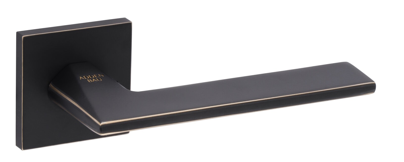 Ручки дверные Adden Bau, коллекция Quadro, BINARY Q572 BLACK / GOLD RIM на квадратной розетке