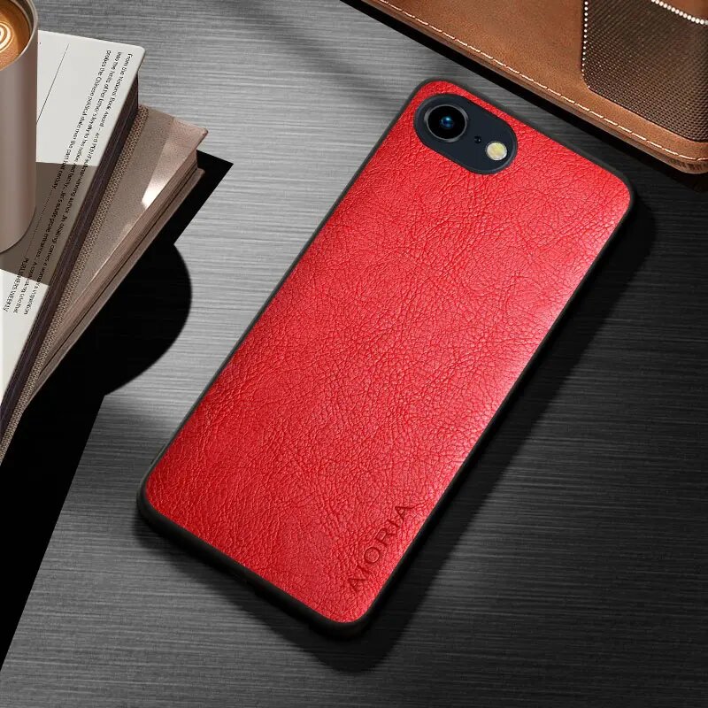 Красный чехол из искусственной кожи для iPhone SE 2022