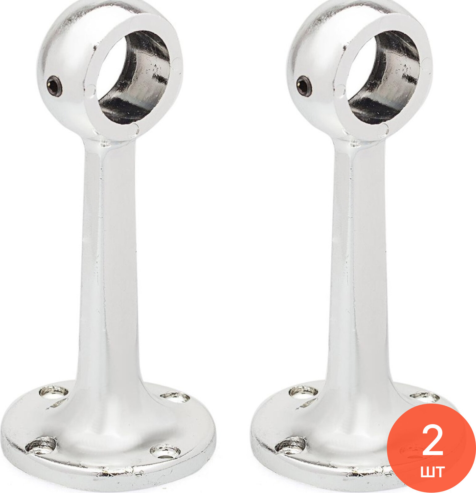 Держатель для трубы Element / Элемент крепление к стене проходное усиленное из металла, цвет хром, 1шт. / крепеж и фурнитура (комплект из 2 шт)