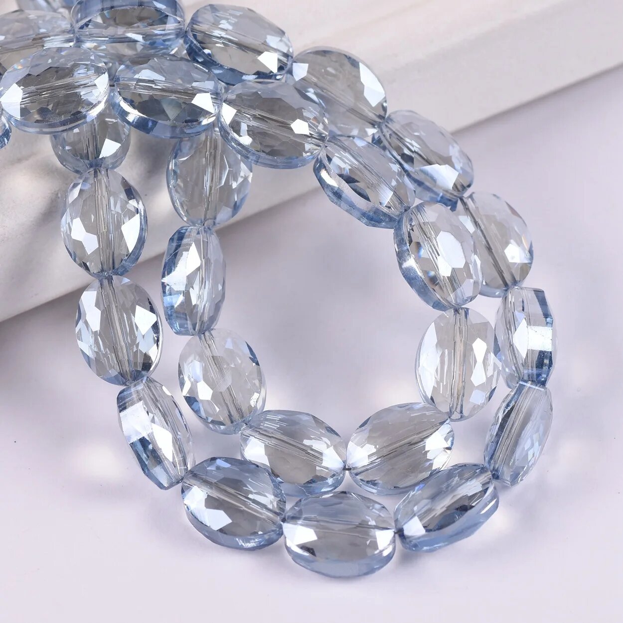 Dreamzeal овал граненые бусины из стекла 10 шт. 12x9mm, Light Grayish Blue