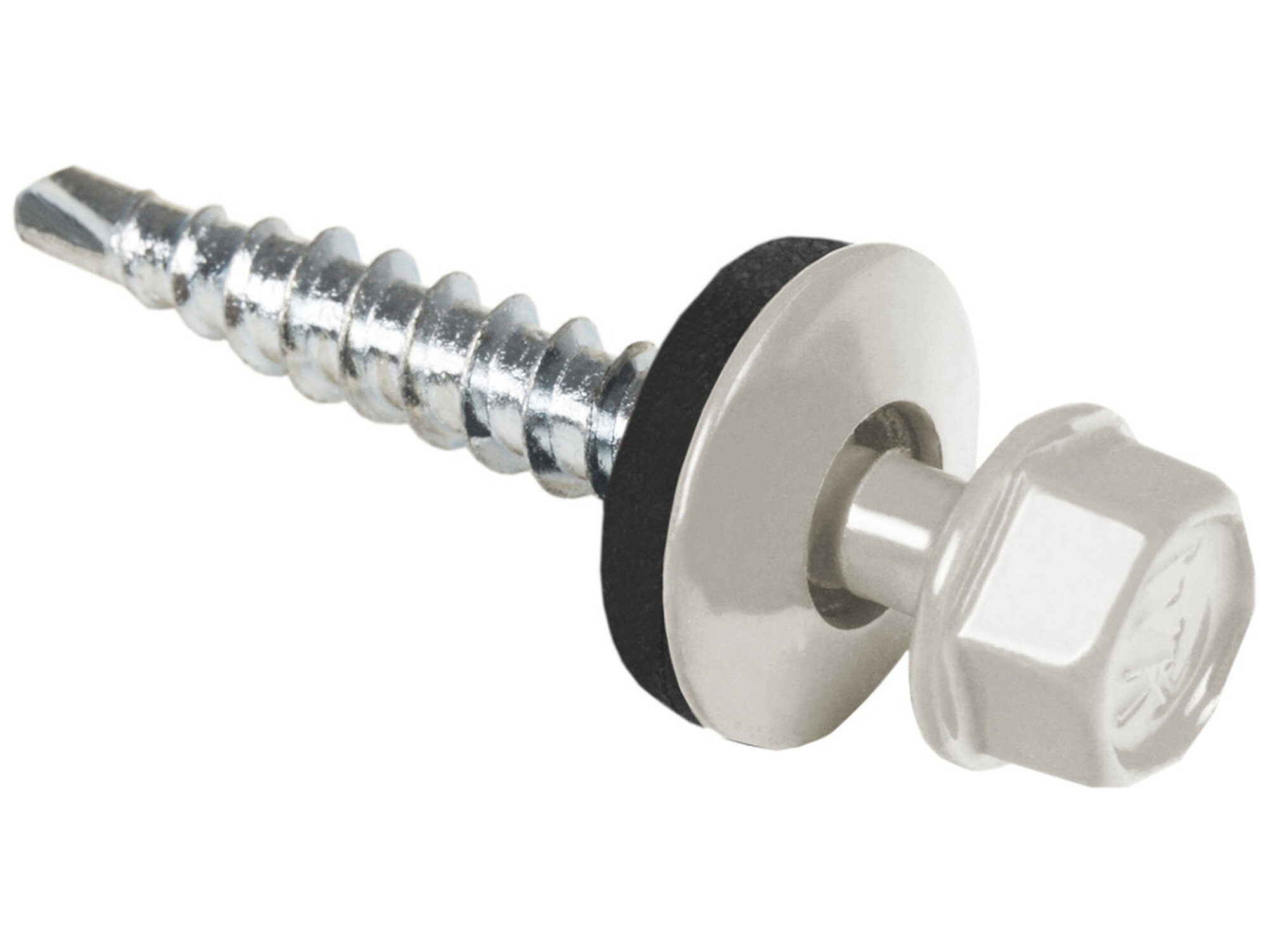 Саморез кровельный 4,8х28мм RAL 9006, 250шт, резьба с частым шагом