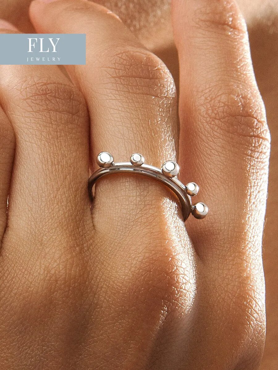 Кольцо тонкое, серебро, 925 проба, родирование