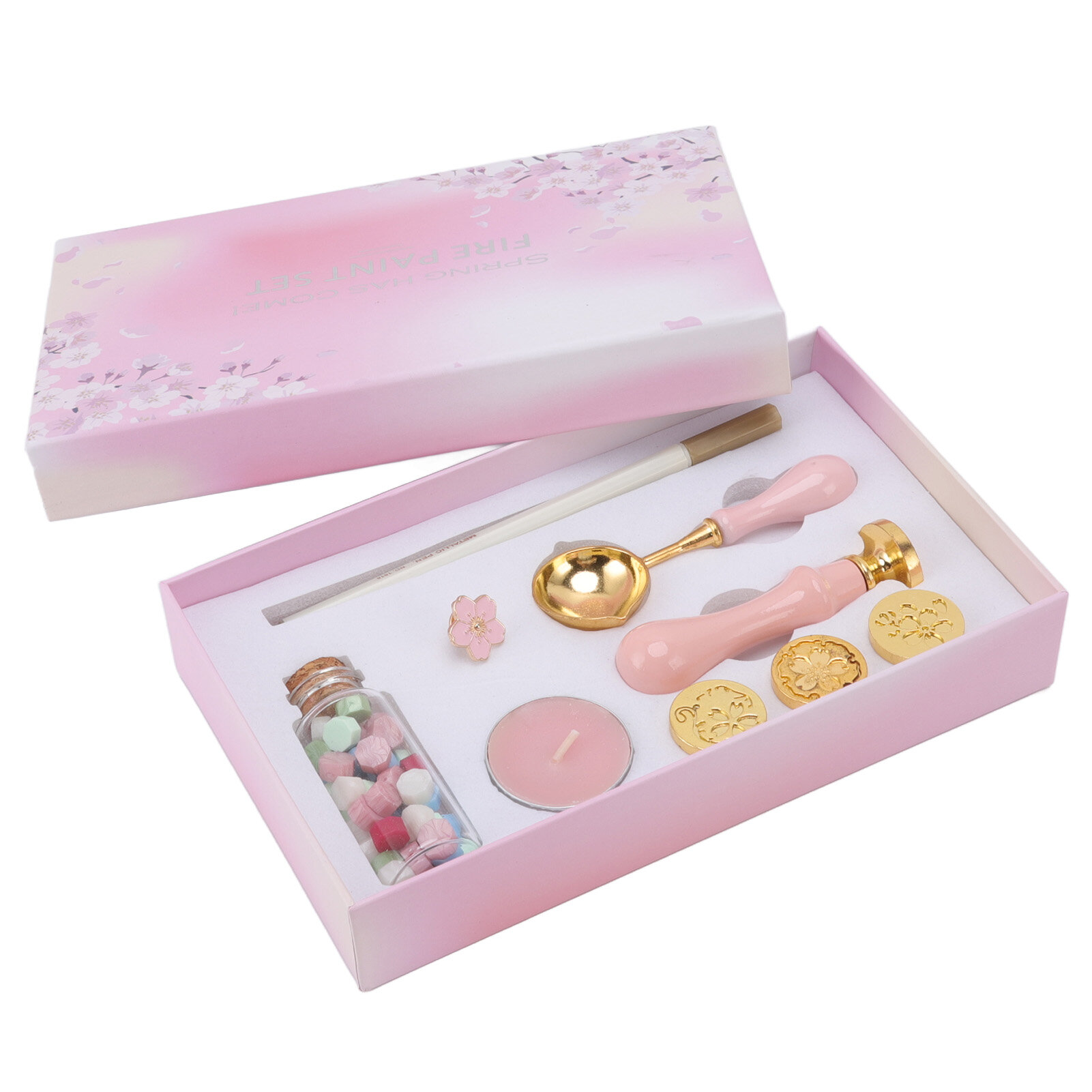 Набор штампов с розовой сургучной печатью с деревянной ручкой, сменные образцы штампов, штамп в стиле сакуры для конвертов, свадебные приглашения, подарки, канцелярские товары