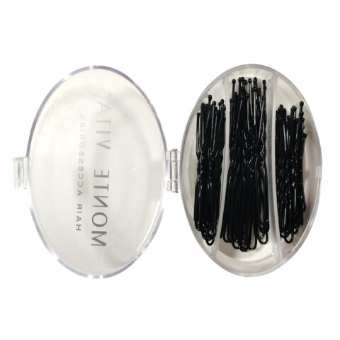 12 шт. Шпильки для волос набор 60 шт, 4,5 см, 5 см, 6 см, в кейсе, чёрный, MONTE VITA, 457104