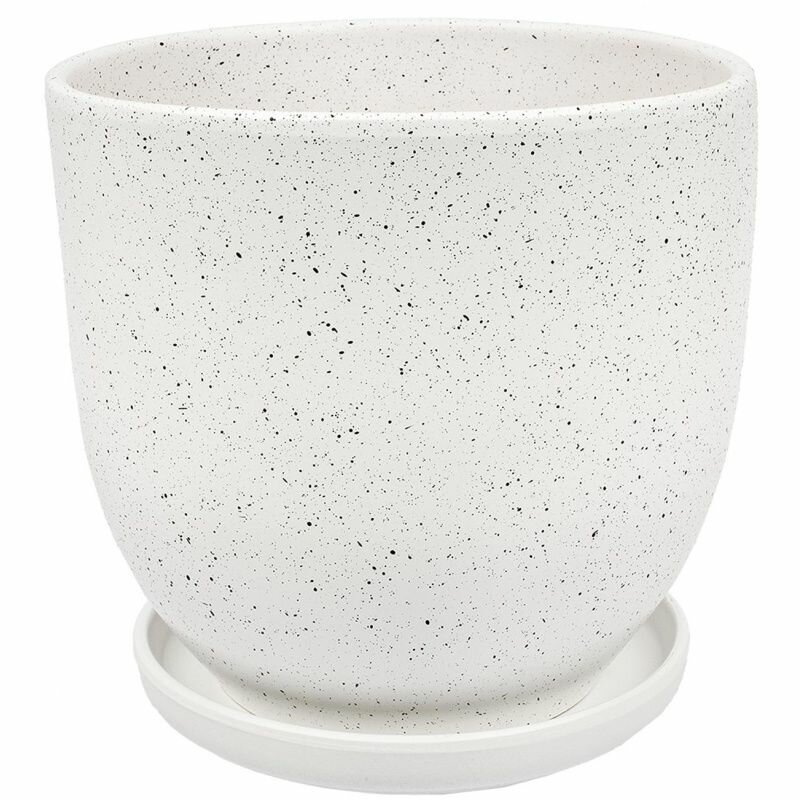 Цветочный горшок Вещицы "Терраццо", керамический с подставкой, 4,7 л, 215х215х200 мм, белый (BH-93-3)