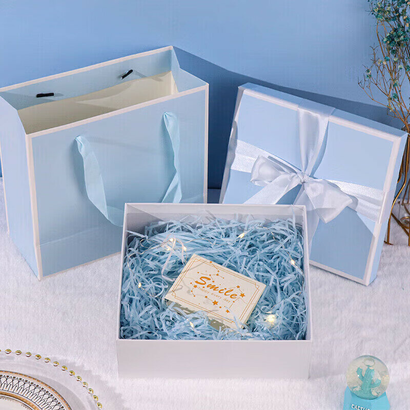 TaTanice Gift Box Christmas Gift Box Gift Box Storage Box Birthday Gift Box Blue Bow Medium Size