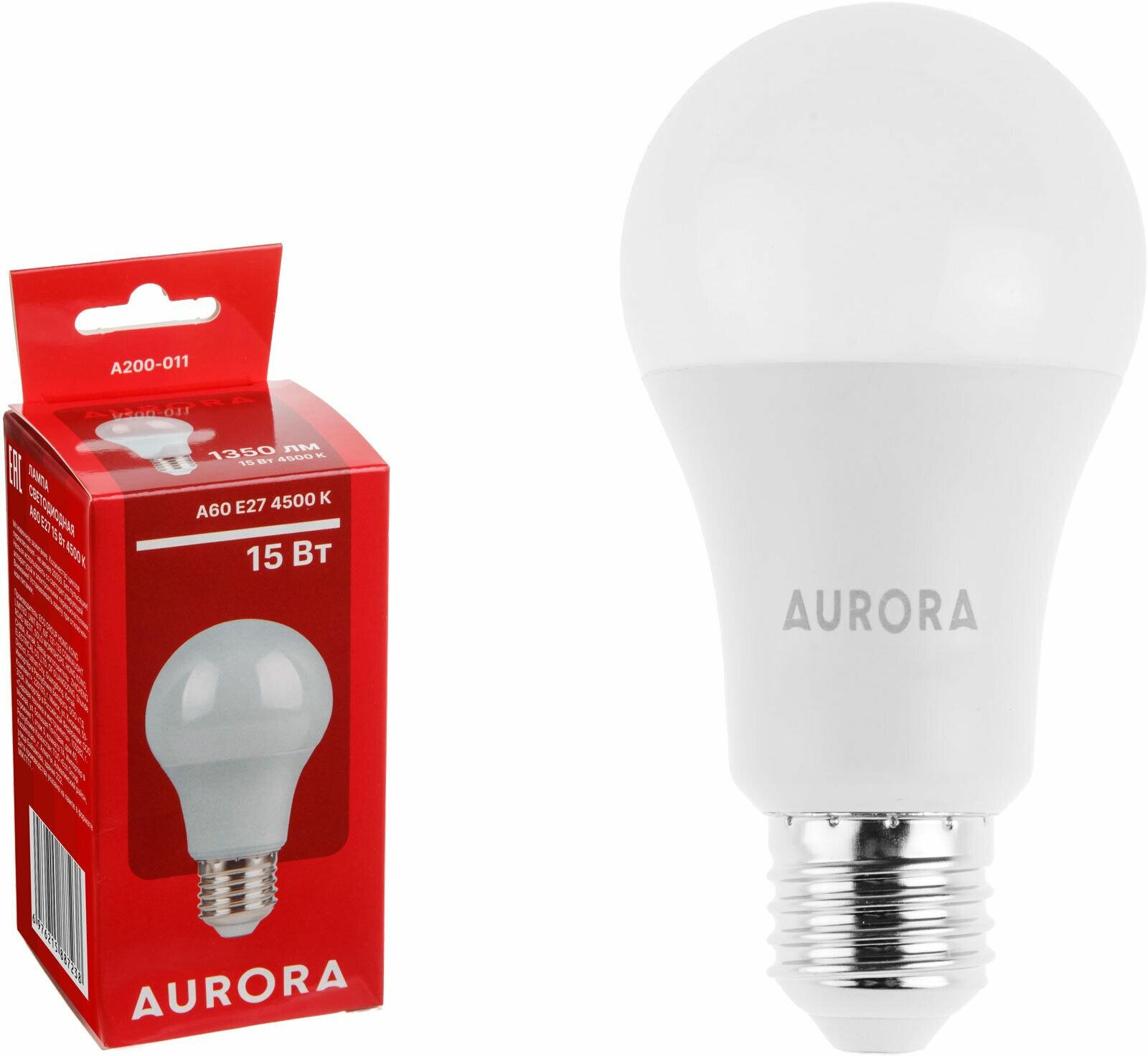 Лампа светодиодная E27 AURORA A60 15 Вт 4500K (A200-011)