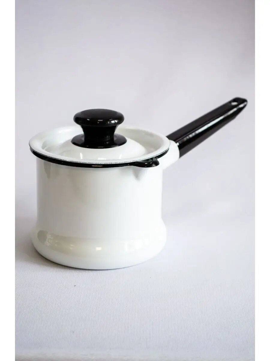 Ковш эмалированный 1 л. с крышкой