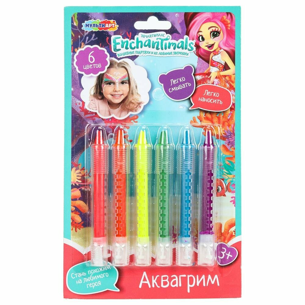 Аквагрим, карандаши, 6 цветов "Энчантималс" MultiArt FACEPAINT-EN4 (48)