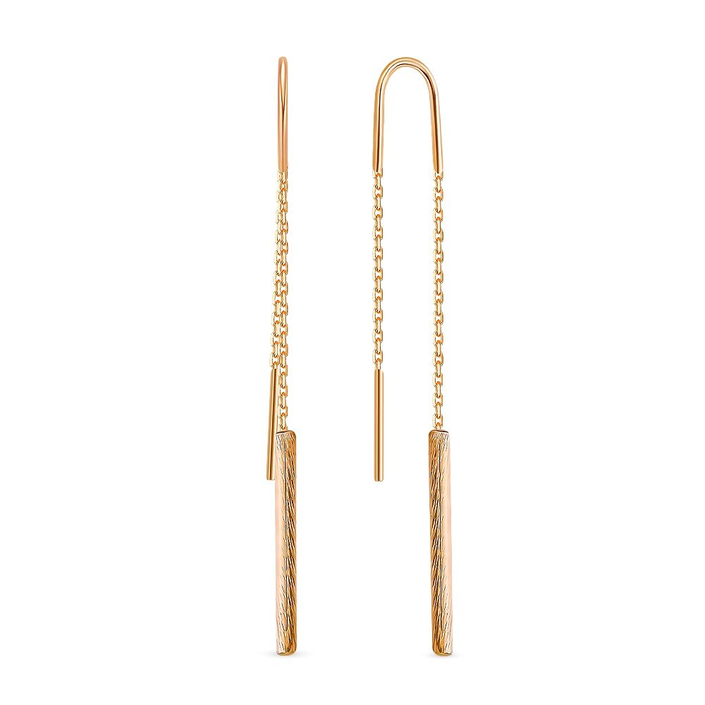 Серьги цепочки, красное золото, 375 проба