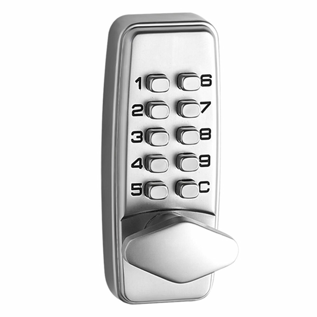 Замок, кодовый, механический, длина 10,7 см, ширина 4,3 см, серебристый