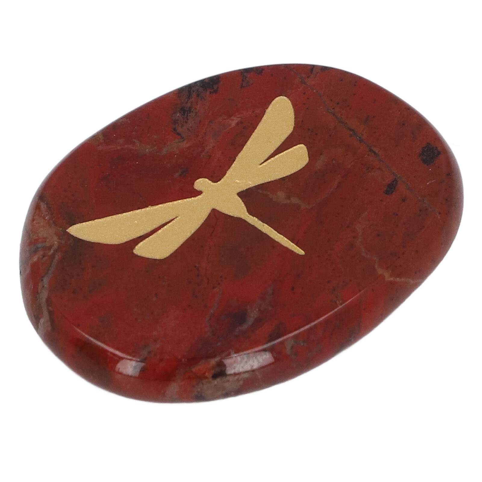 Камень для беспокойства, золотистый цвет, резная стрекоза, гладкая поверхность, расслабляющий и успокаивающий, балансирующий камень красного цвета