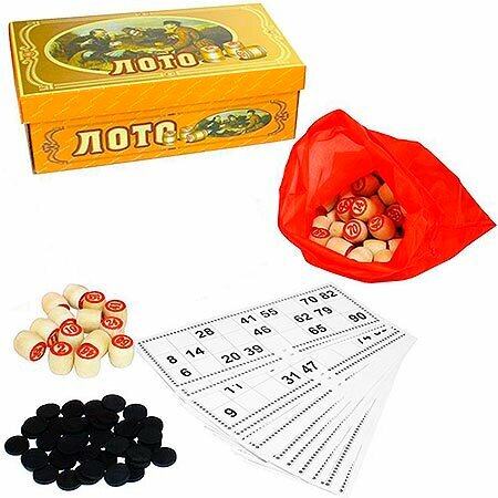 Настольная игра KWELT, игра лото, деревянная, 90 бочонков, 24 карточки, фишки