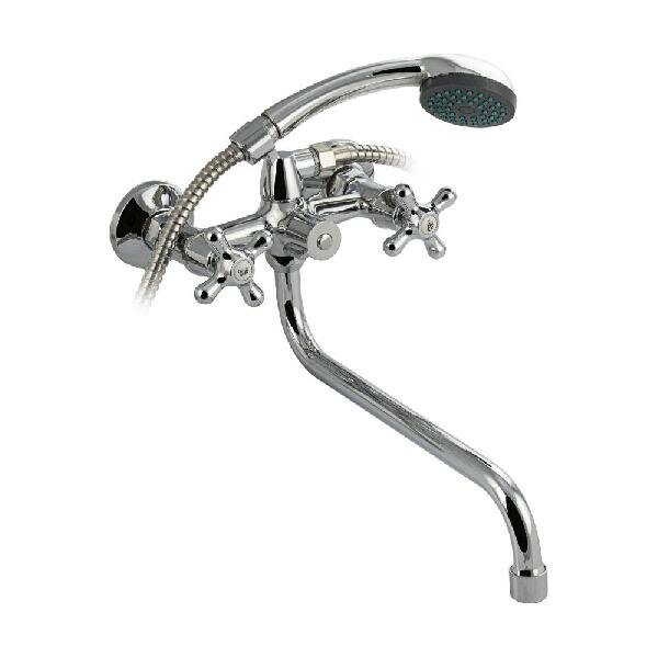 87138 MYFAIR Смеситель ванна м/к с переключением щелчок, ручка крест с длинным изливом