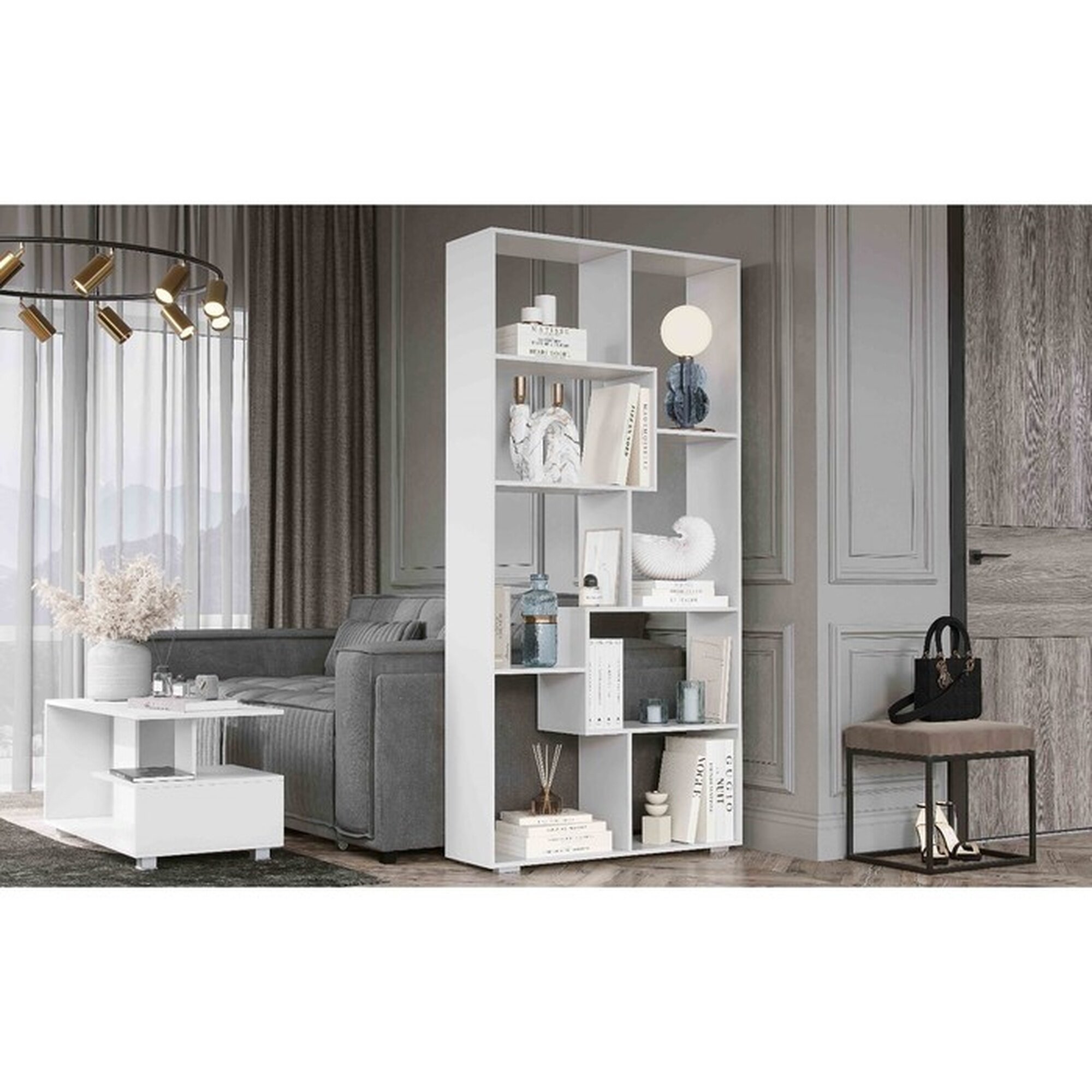 Стеллаж-перегородка Сима-ленд "Пегас", ЛДСП, белый, 100 см x 29,7 см x 203,6 см