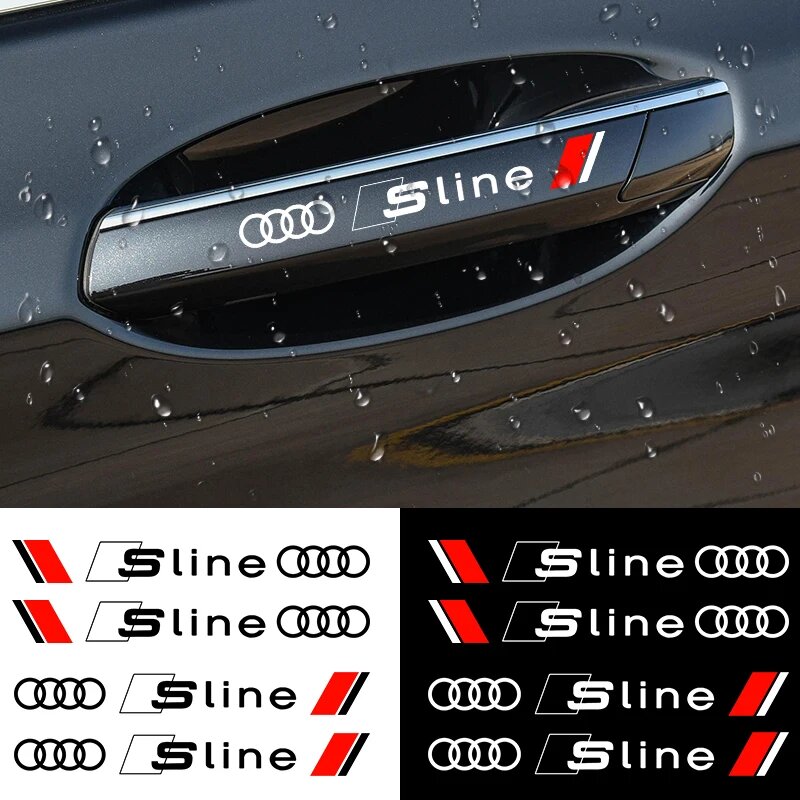 4 X виниловые аксессуары для стайлинга автомобилей, наклейки на дверные ручки автомобиля, наклейки для Audi S line Nissan Skoda Citroen LEXUS Dacia Black-4pcs, Kia