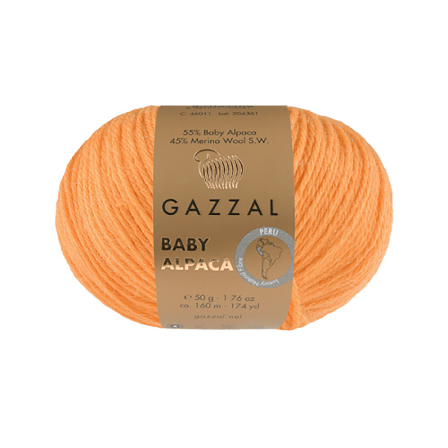 1 Моток, GAZZAL Baby Alpaca, 55% Беби альпака, 45% Шерсть мериноса супервош, Цвет-46029