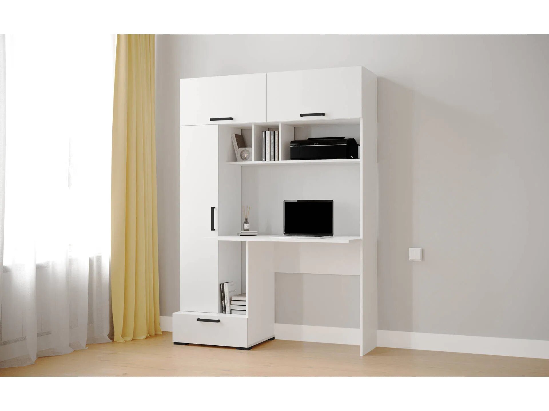 Стол компьютерный «Квартет-11» с пеналом, белый (1316х600х1850)