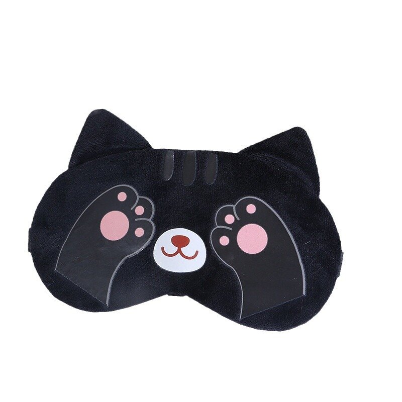 Маска для сна "Кошачья лапка" для детей и взрослых, симпатичная черная мультяшная маска для сна из мягкой плюшевой ткани, регулируемая повязка для сна, отдыха, путешествий и короткого сна - 1 шт.