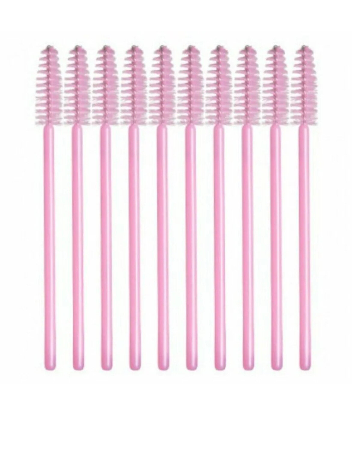 Щеточка для бровей и ресниц, нейлон, силикон, светло-розового цвета, 10 штук