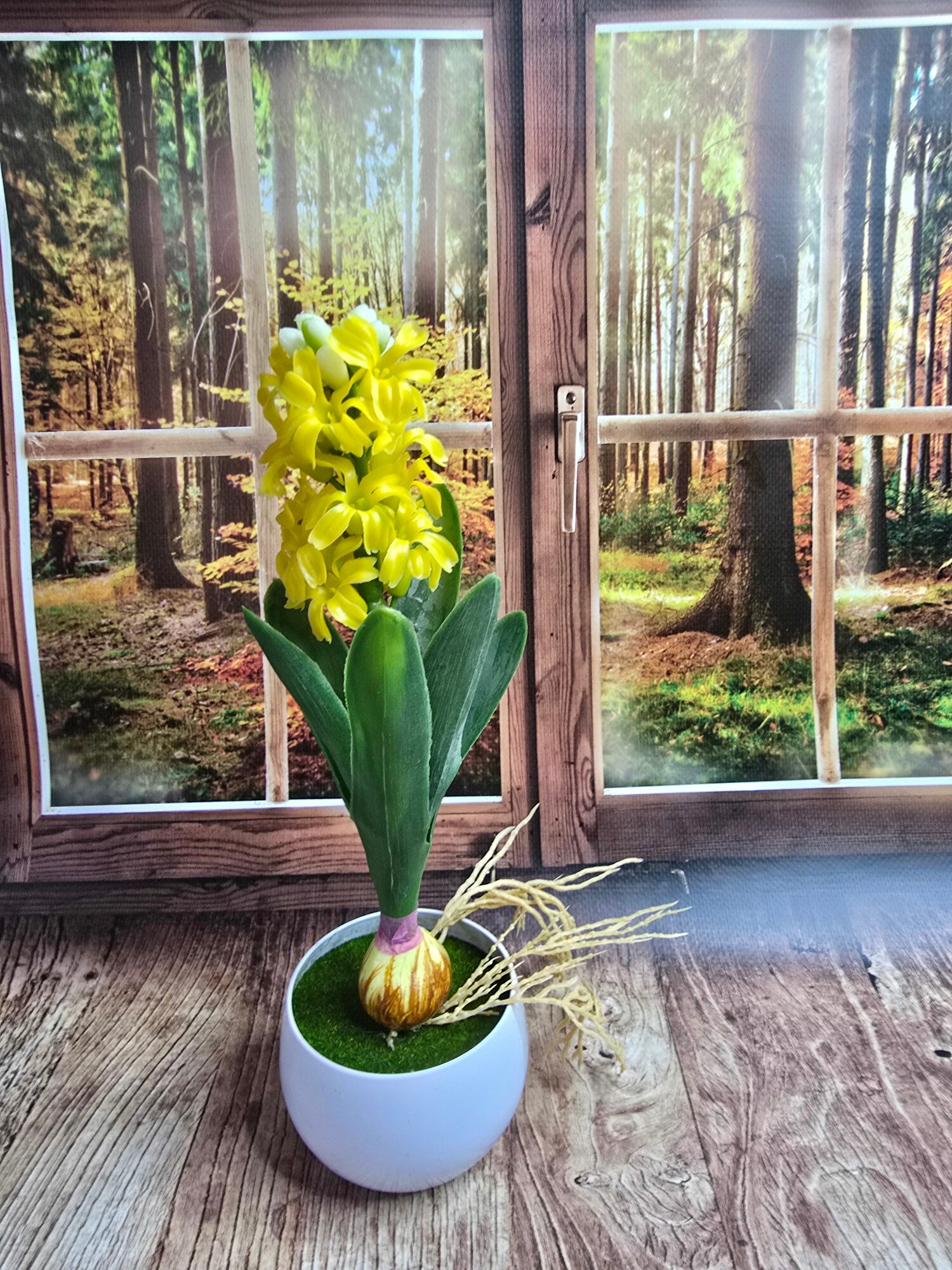 Искусственное растение Holodilova "Гиацинт" , силикон, желтый, 29см