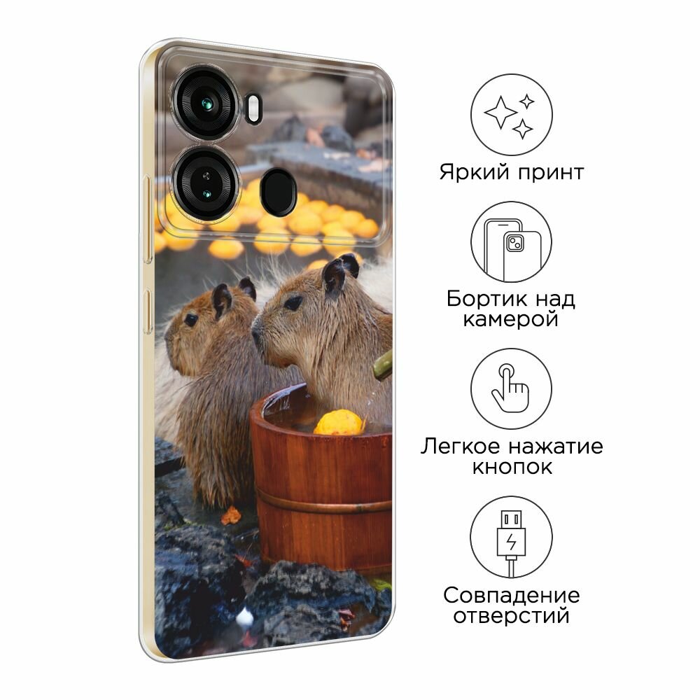 Силиконовый чехол на Itel P40 / Ител P40 с принтом "Капибары отмокают" — фото 1