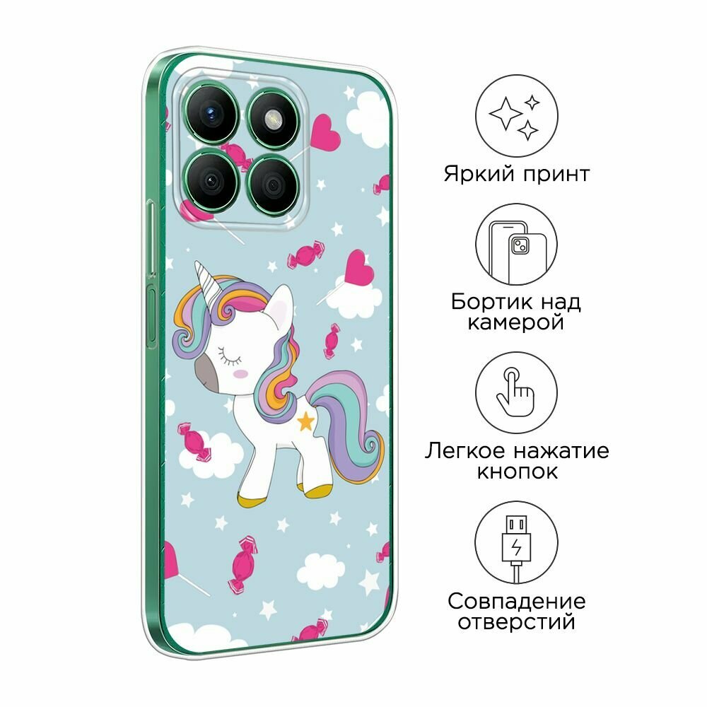 Чехол на Honor X8B / Хонор X8B с принтом "Сладкий единорожек" — фото 1