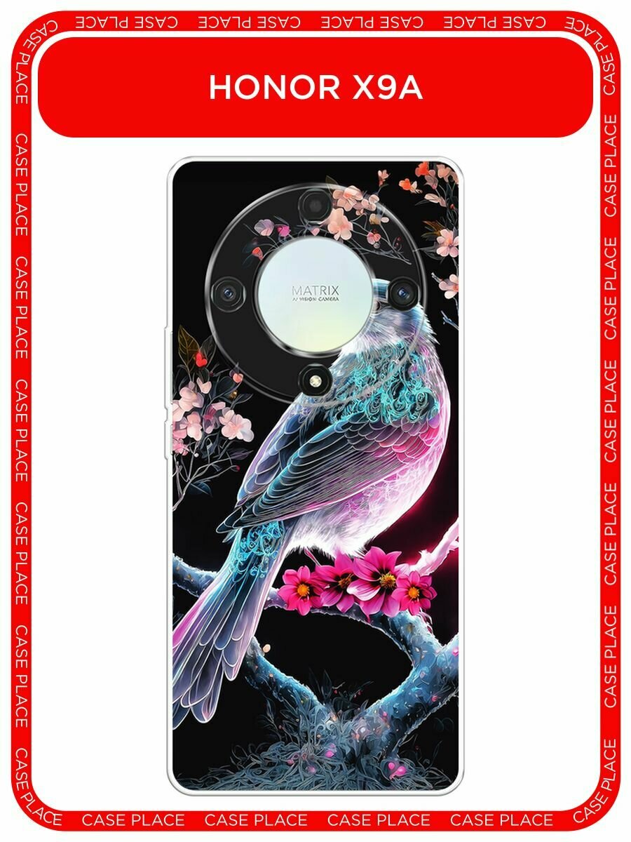 Чехол на Honor X9A / Хонор X9A с принтом "Птица на цветущем дереве"