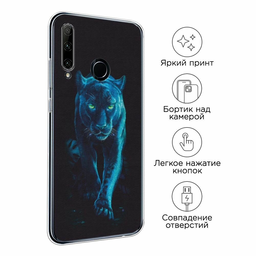 Чехол на Honor 10i/20 Lite 2019/20e/Huawei P Smart Plus 2019 / Хонор 10i с принтом "Пантера в лунном свете" — фото 1