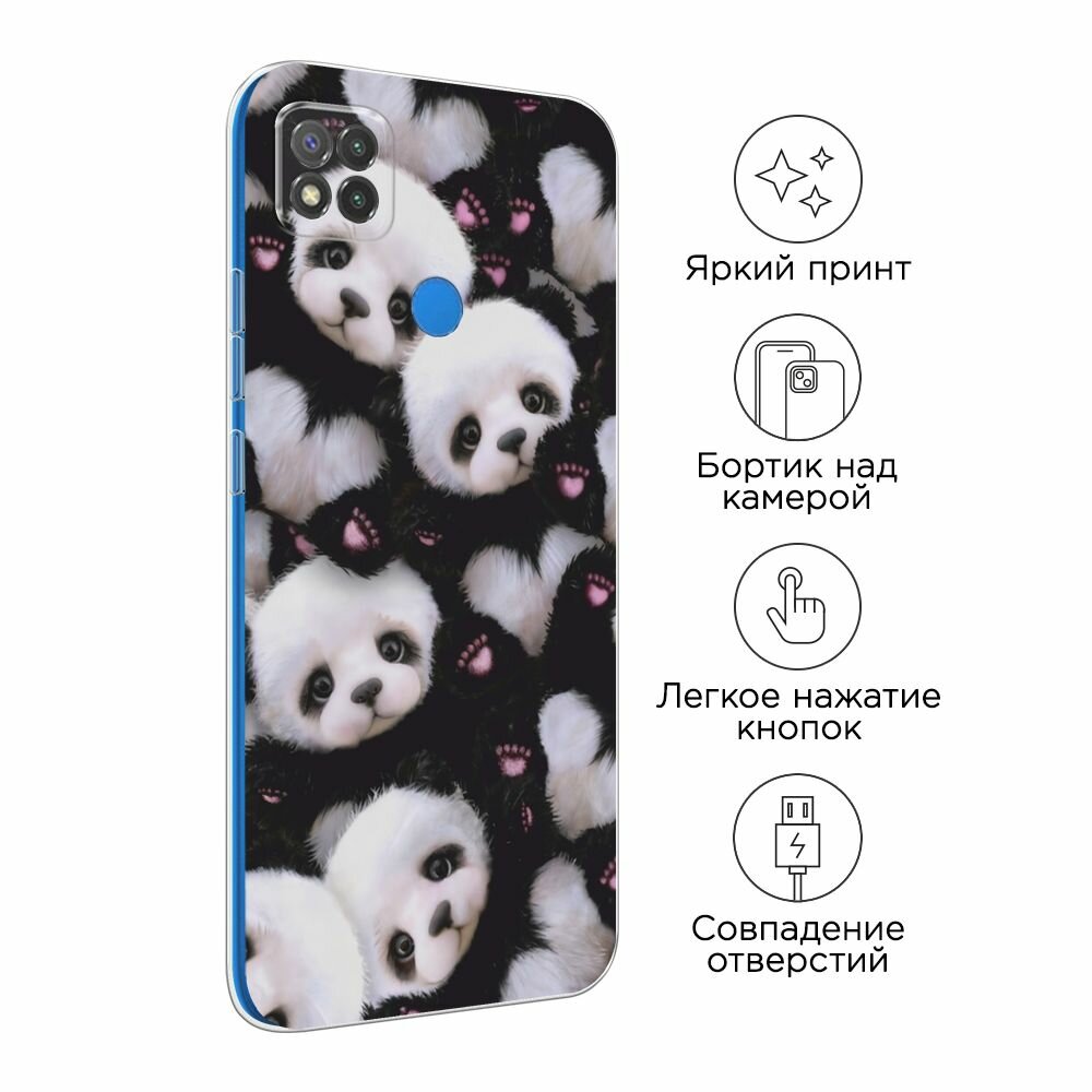 Чехол на Xiaomi Redmi 9C / Сяоми Редми 9C с принтом "Море панд" — фото 1