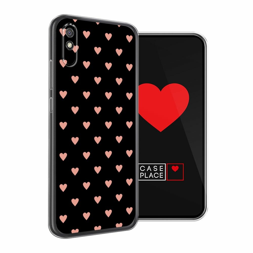 Чехол на Xiaomi Redmi 9A / Сяоми Редми 9А с принтом "Розовые сердечки" — фото 1