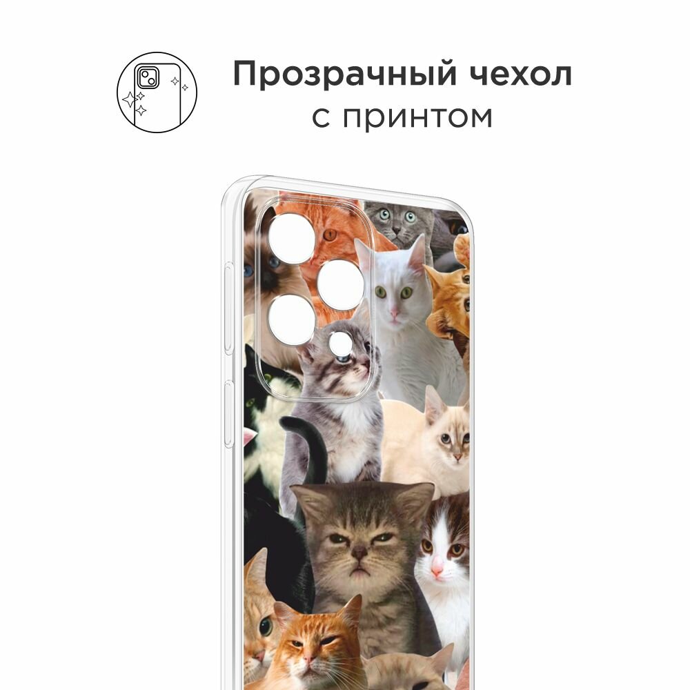 Чехол на Tecno Camon 18P / Техно Камон 18Р с принтом "Коты из мемов" — фото 1