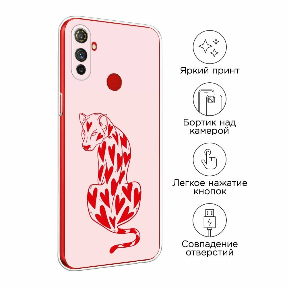 Чехол на Realme C3 / Реалми C3 с принтом "Heart panther 1 - 14 февраля" — фото 1